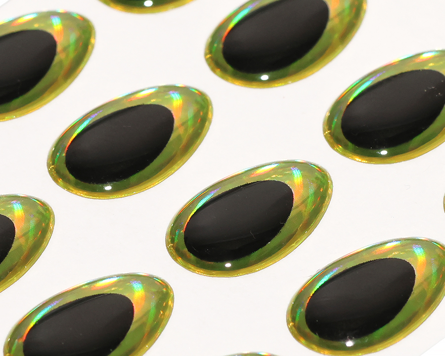 3D Epoxy Teardrop Eyes, Rainbow Chartreuse, 15 mm
