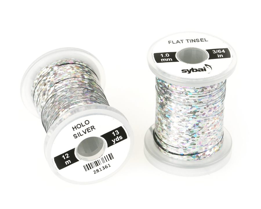 Flat Tinsel, 1.0 mm, Holographic Silver